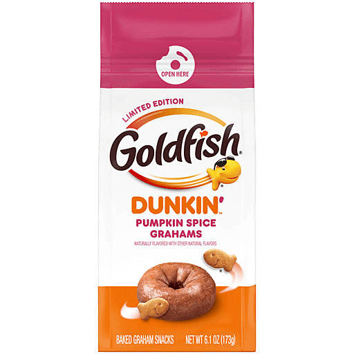 Goldfish® Dunkin'™ Pumpkin Spice Flavored Baked Graham Snacks 6.100 Oz ...