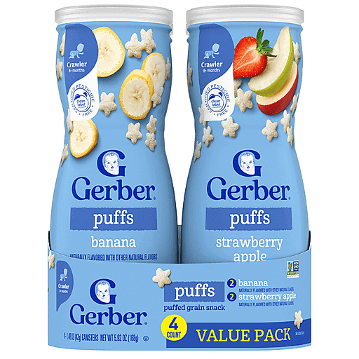 Gerber Crawler (8+ Months) Banana/Strawberry Apple Puffs Value Pack 4 ...
