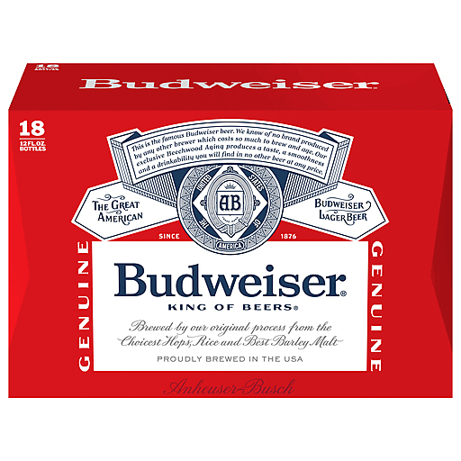 Budweiser Beer, 18 Pack Beer, 12 Fl Oz Bottles, 5% Abv 12 fl oz ...