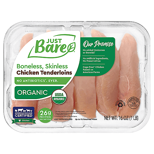 Just Bare Organic Boneless Skinless 16 Oz | Chicken Nuggets, Patties ...