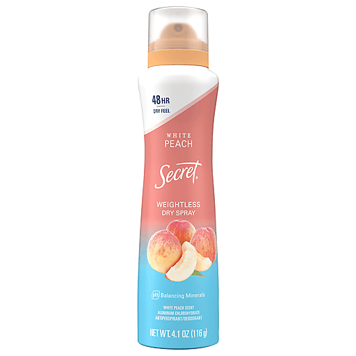 Secret Weightless Dry Spray White Peach Antiperspirant/Deodorant 4.1 oz ...