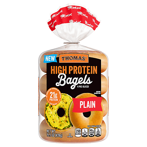 Thomas' Pre Sliced High Protein Plain Bagels 4 Ea | Bagels & Muffins ...