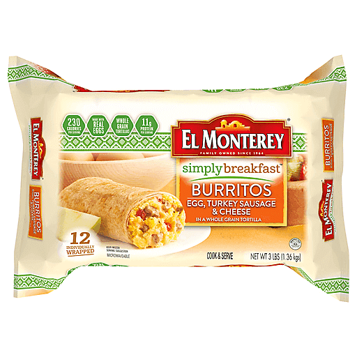 El Monterey Burritos, Egg, Turkey Sausage & Cheese 12 ea | Frozen Foods ...