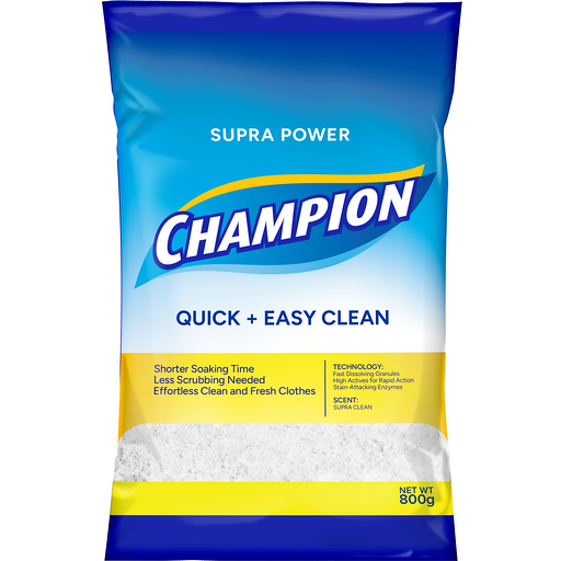 Champion Powder Quick + Easy Clean 800g | Detergent Powder | Walter Mart