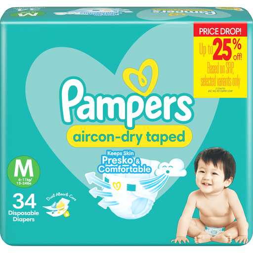 Pampers Medium Baby Dry Diaper | 34s | Baby Diapers | Walter Mart