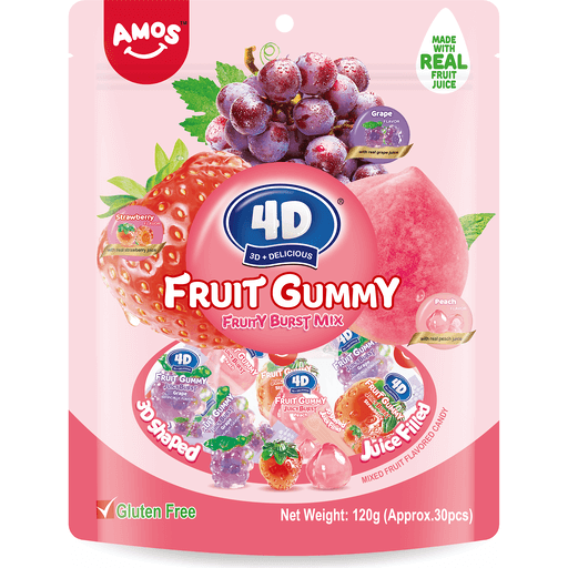 Amos 4D Gummy Fruity Juicy Burst Mix | 120g | Candies | Walter Mart