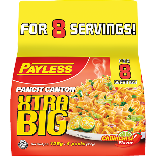 Payless Extra Big Pancit Canton Chilimansi | 125g x 4s | Shop | Walter Mart