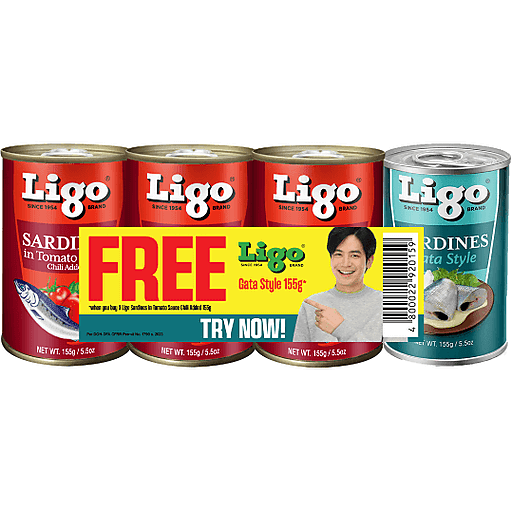 Ligo Sardines in Tomato Sauce Chili | 155g x 3s (Free Gata) | Canned ...