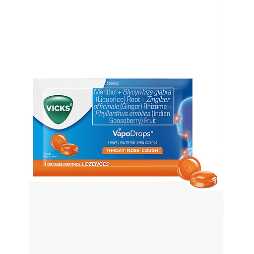 Vicks VapoDrops Orange Menthol Lozenges | 8s | Shop | Walter Mart